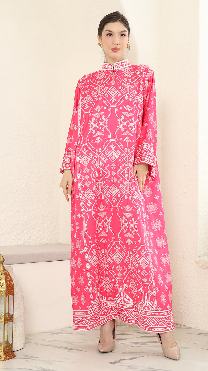 Pink Songket Long Dress – Kanzi Collection