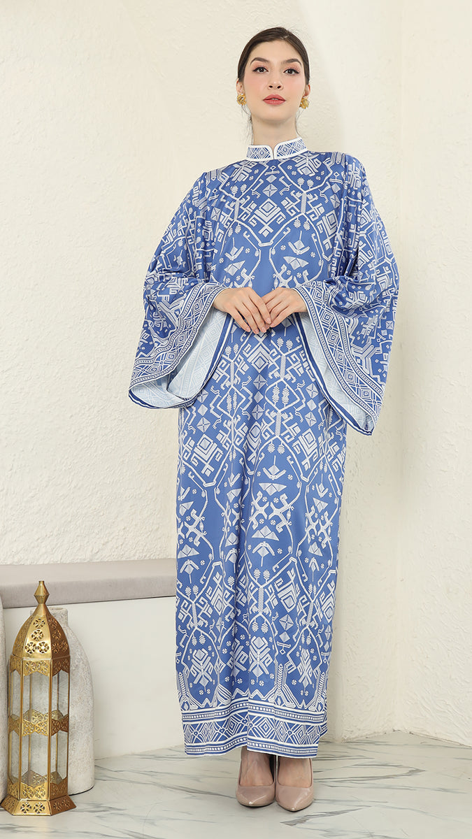 Blue Songket Long Dress – Kanzi Collection