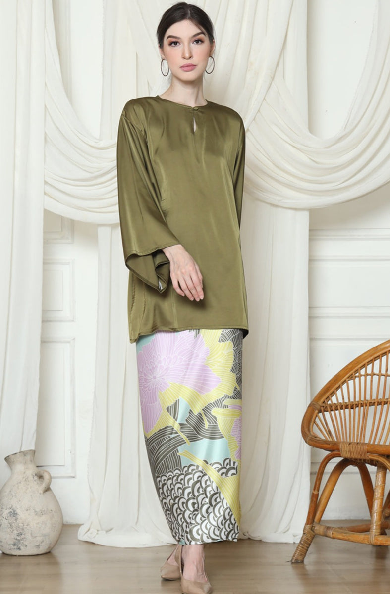 Green Sea Shell Plain Top Sarong Set – Kanzi Collection